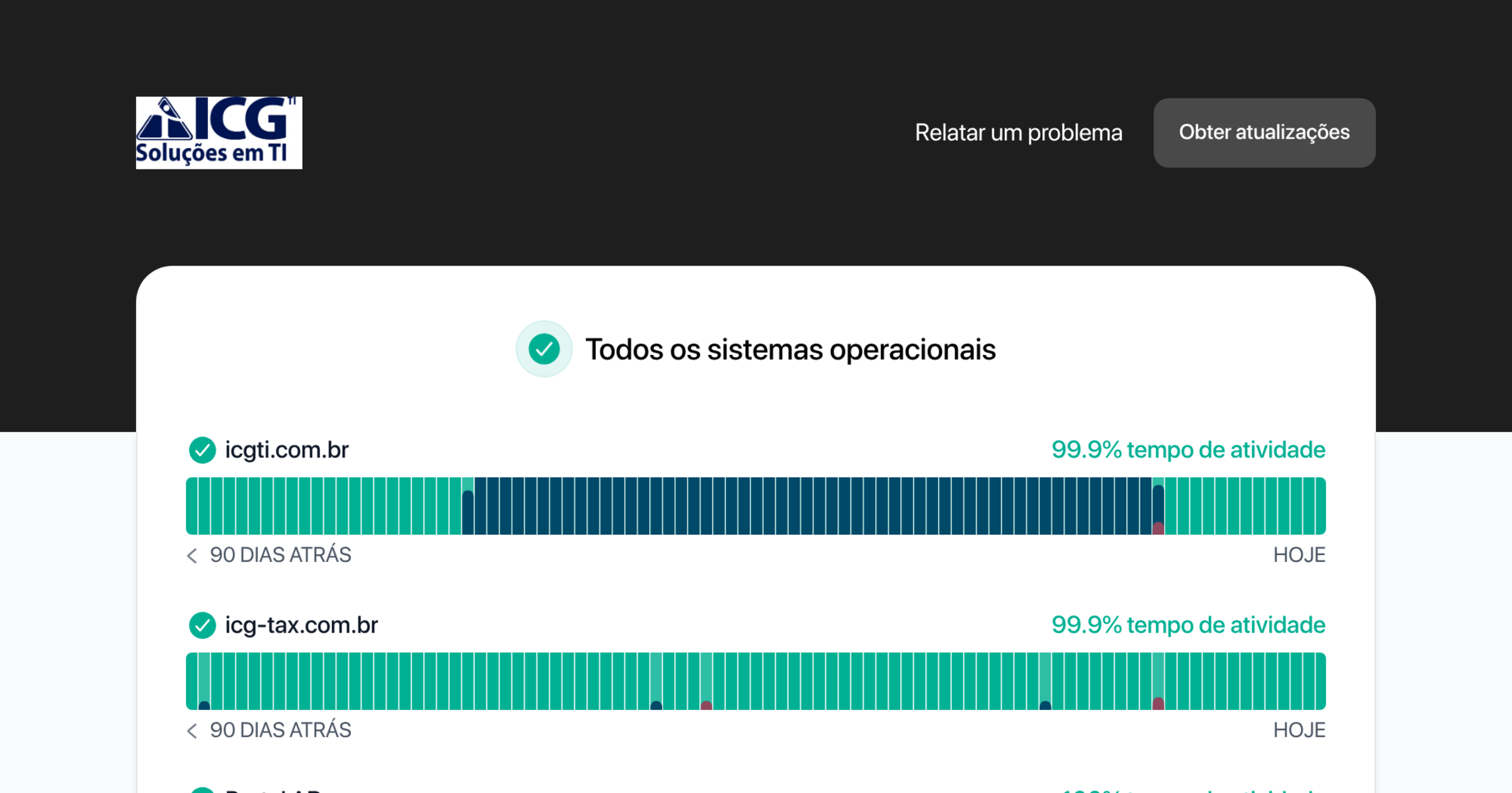 Histórico de avisos - ICG-TAX - Status